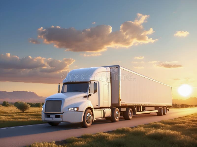 A Freight Truck Pulling a Load Along Freeway. Ideal for Logistics ...