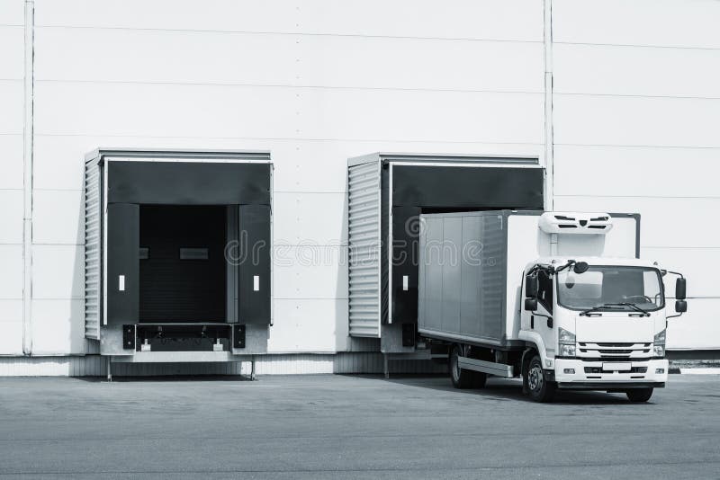 Freight Truck Stands by the Door. Stock Photo - Image of auto ...