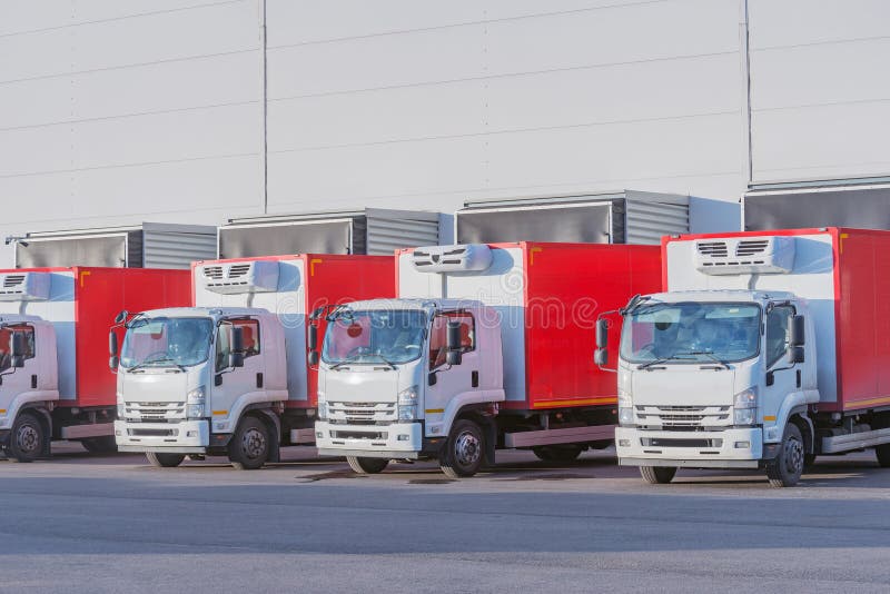 Freight Trucks Stand by the Storage. Stock Image - Image of loading ...