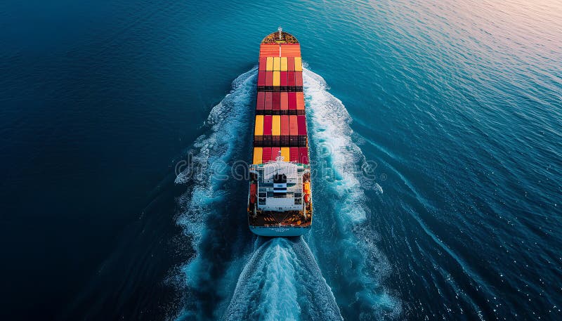 Freight Vessel in Blue Ocean Stock Illustration - Illustration of ocean ...