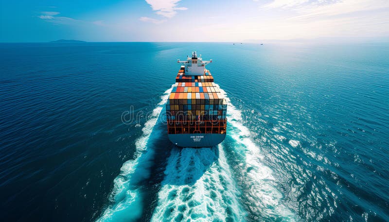 Freight Vessel in Blue Ocean Stock Illustration - Illustration of ...