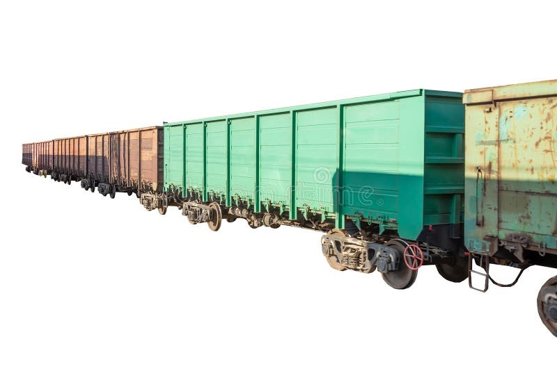 Freight Wagons Train Isolated on White Background. Stock Image - Image ...