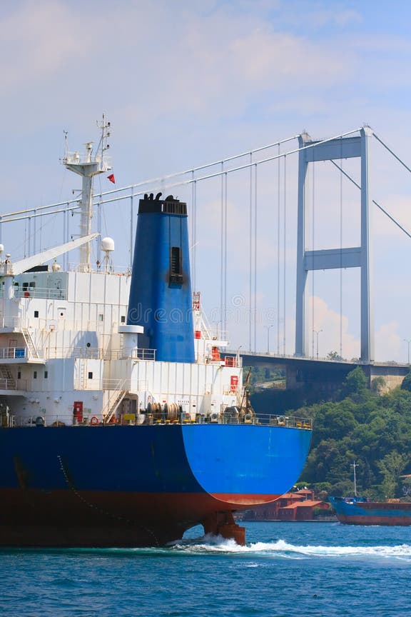 Freighter in the Bosporus Strait Stock Photo - Image of bridge ...