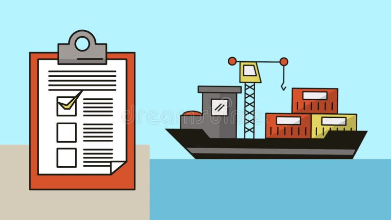 Freighter with Containers and Checklist Delivery Service Animation ...