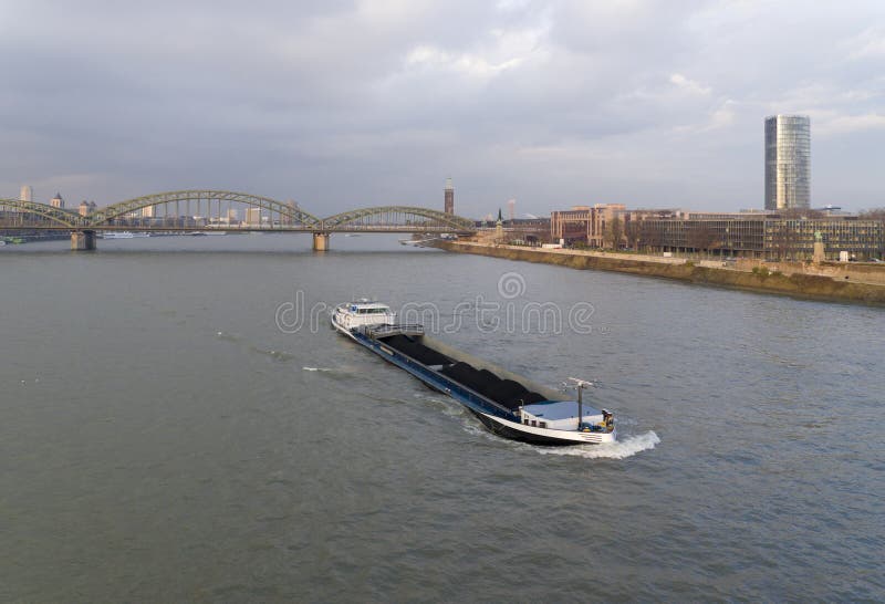 Freighter on river stock image. Image of loading, freighter - 28000669