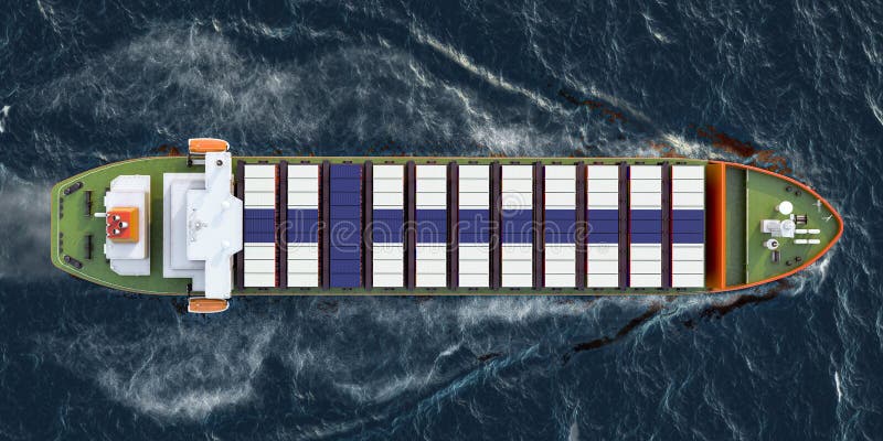 Freighter Ship with Finnish Cargo Containers Sailing in Ocean, 3D ...