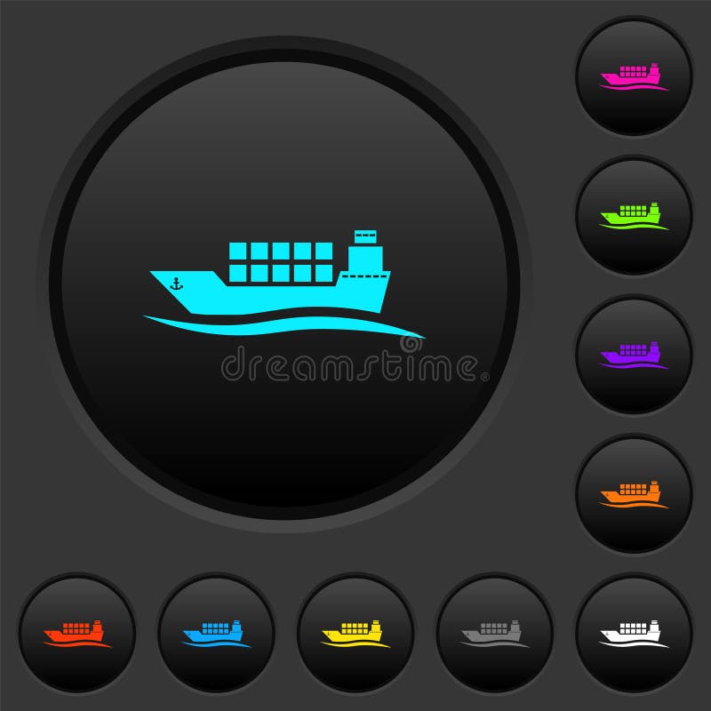 Freighter with Wave Dark Push Buttons with Color Icons Stock Vector ...
