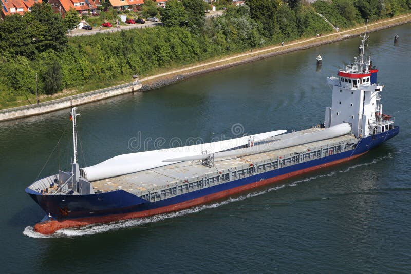 Freighter with Wind Power Rotors on Board Stock Image - Image of shore ...