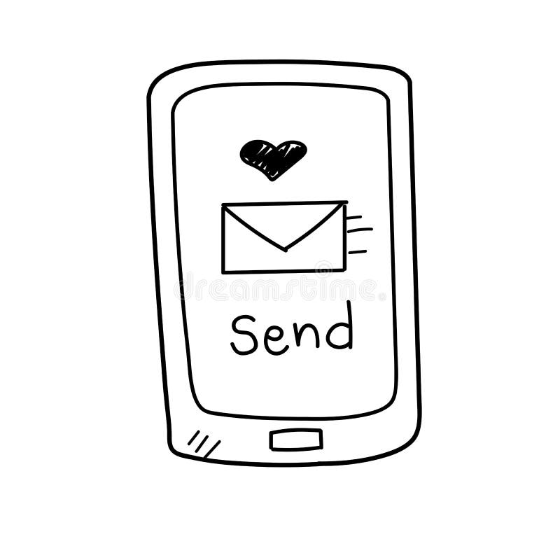 Freihandzeichnenzeichnungsliebes-E-Mail-Illustration Stock Abbildung ...