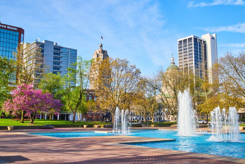 Freimann Square in Downtown Fort Wayne, Indiana during Peak Spring with ...
