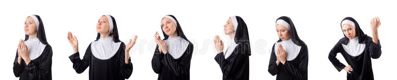 A Freira Bonita Isolada No Branco Foto de Stock - Imagem de preto ...