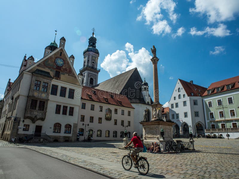 Architecture In Freising, Bavaria, Germany, Ancient Yellow House Stock ...