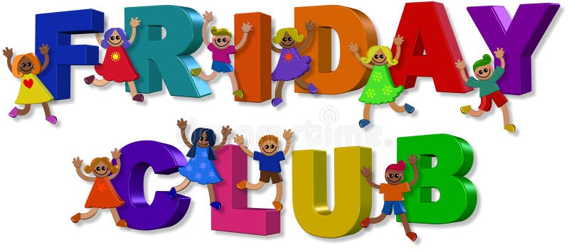 Glücklicher Freitag-Karikatur-Text Clipart Stock Abbildung ...