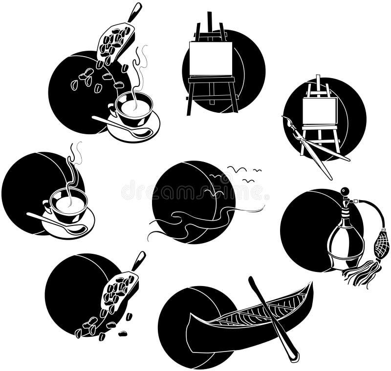 Freizeit-Symbole vektor abbildung. Illustration von kanu - 7368461