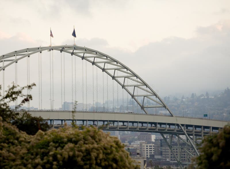 Fremont Bridge, Portland, Oregon Stock Image - Image of city, freeway ...