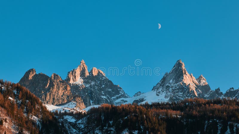 French Alps. Chamonix Mountain View at Sunset Stock Photo - Image of ...