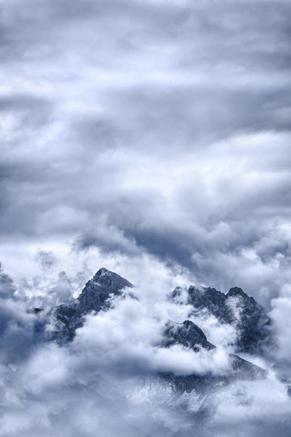 The French Alps Up in the Clouds Stock Image - Image of dangerous ...
