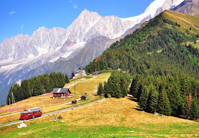 French alps on summer stock photo. Image of tramway, mountains - 60577942