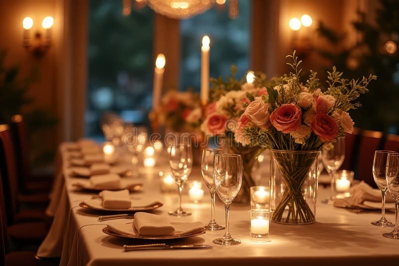 Festive French Gathering for Special Occasion Dining Stock Illustration ...