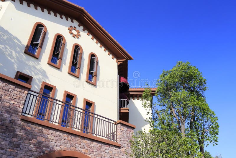 French Architecture Under Blue Sky Stock Photo - Image of roof ...