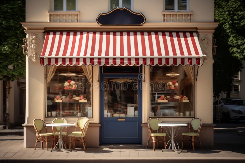 French Bakery with Awning stock illustration. Illustration of awning ...