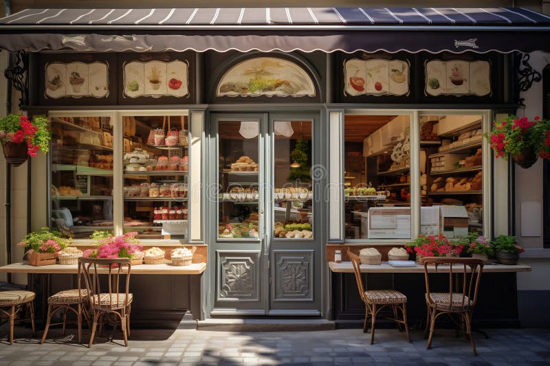 French Bakery with Awning stock illustration. Illustration of window ...