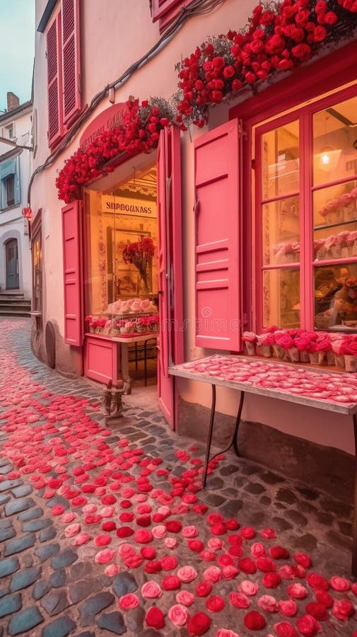 French Bakery in an Old French Village Background Stock Illustration ...