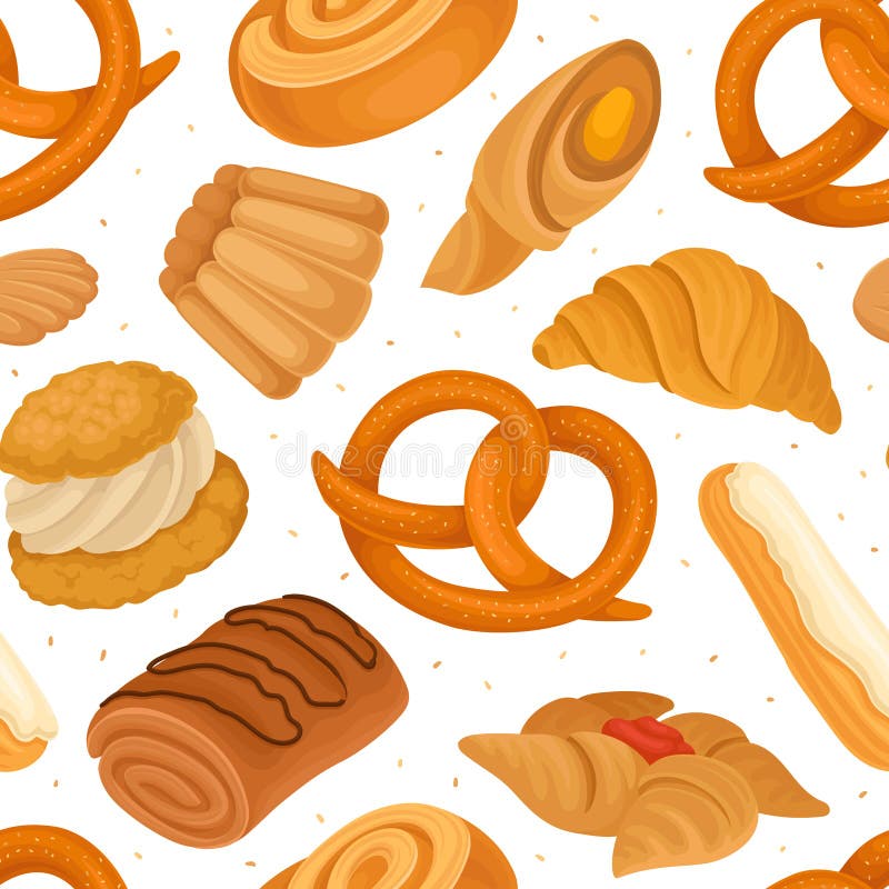 French Bakery and Pastry Seamless Pattern Design with Sweet Dough ... French Bakery and Pastry Seamless Pattern Design with Sweet Dough ...
