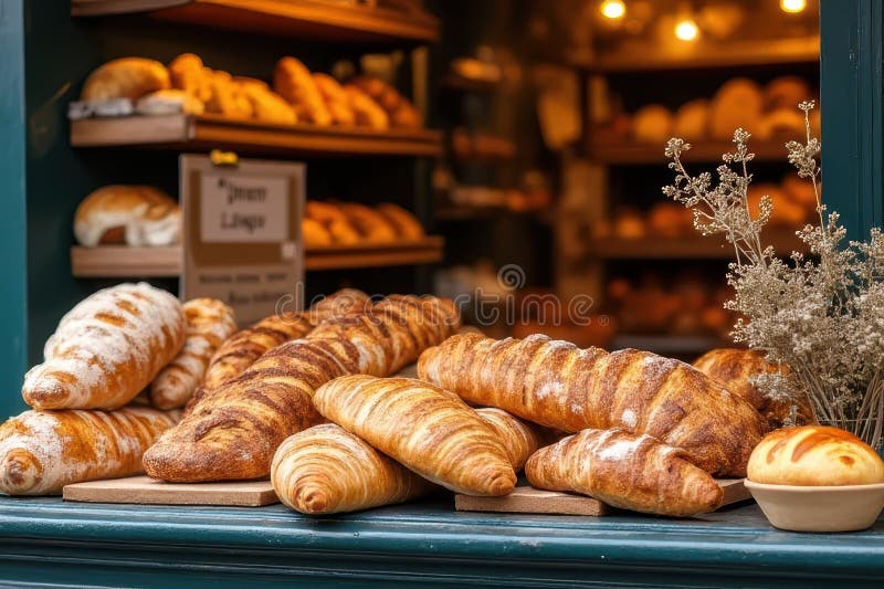 French Bakery Scene Absence of People Stock Illustration - Illustration ...