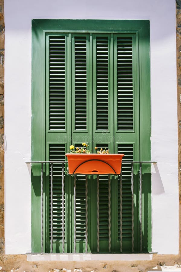 French Balcony with Closed Window Stock Image - Image of rectangle ...