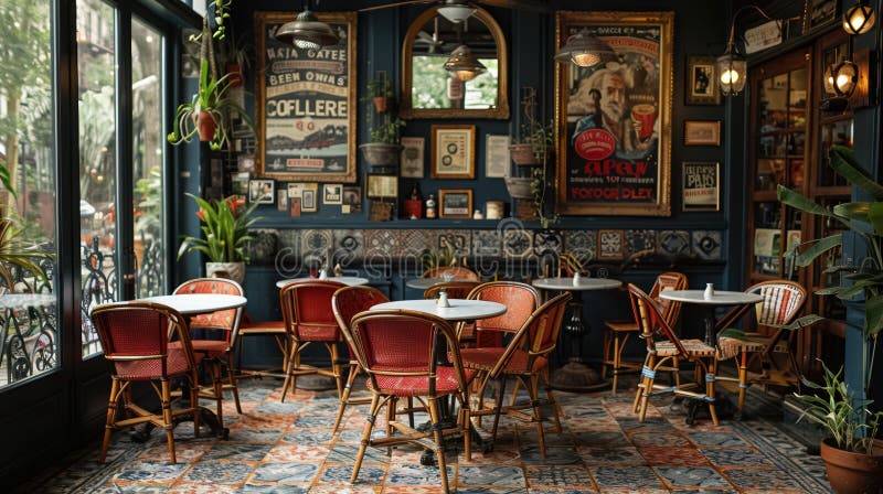French Bistro-style Coffee Shop Stock Illustration - Illustration of ...