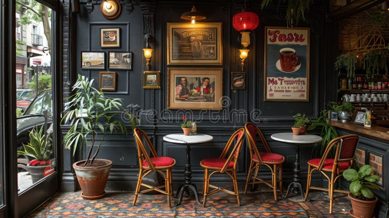 French Bistro-style Coffee Shop Stock Illustration - Illustration of ...