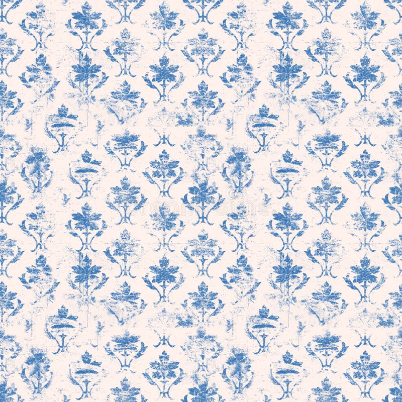 French Blue Floral French Printed Fabric Border Pattern for Shabby Chic ...