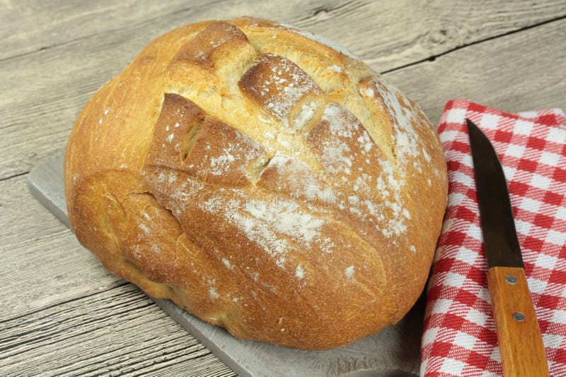 French Boule Bread Loaf stock photo. Image of slices - 87563866