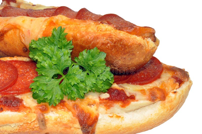 French Bread Pepperoni Pizza Stock Image - Image of sausage, french ...