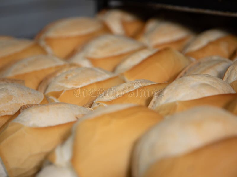 French Bread in Production Inside the Bakery Stock Photo - Image of ...