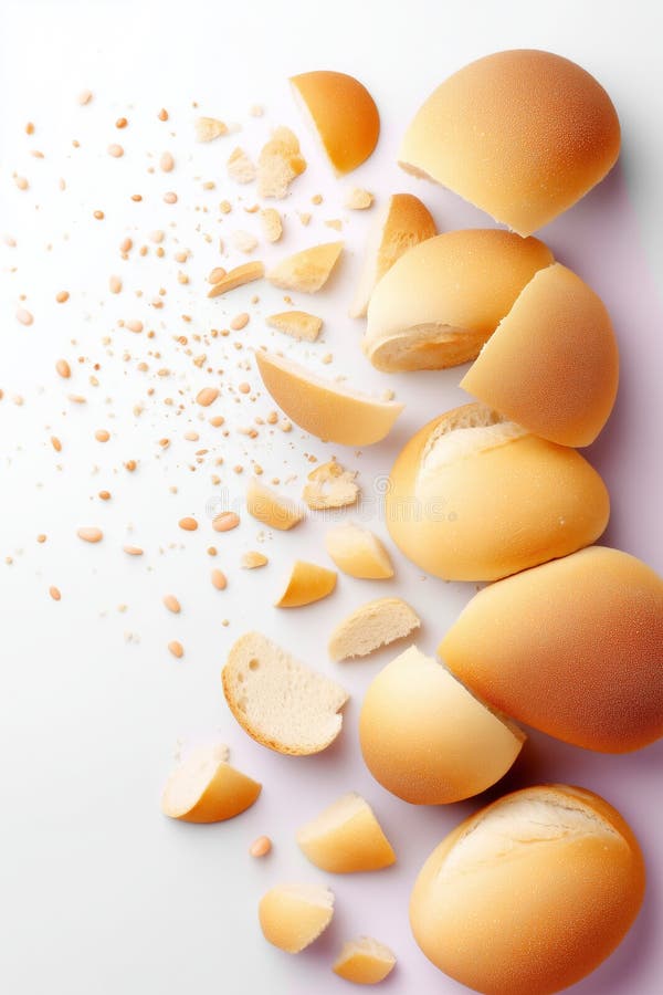 French Bread Roll Cut into Several Pieces Displaying Soft Texture and ...