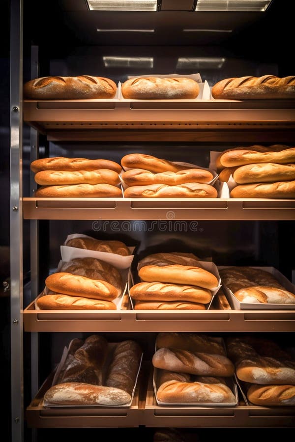 French Bread on the Shelves. Generative AI Stock Illustration ...