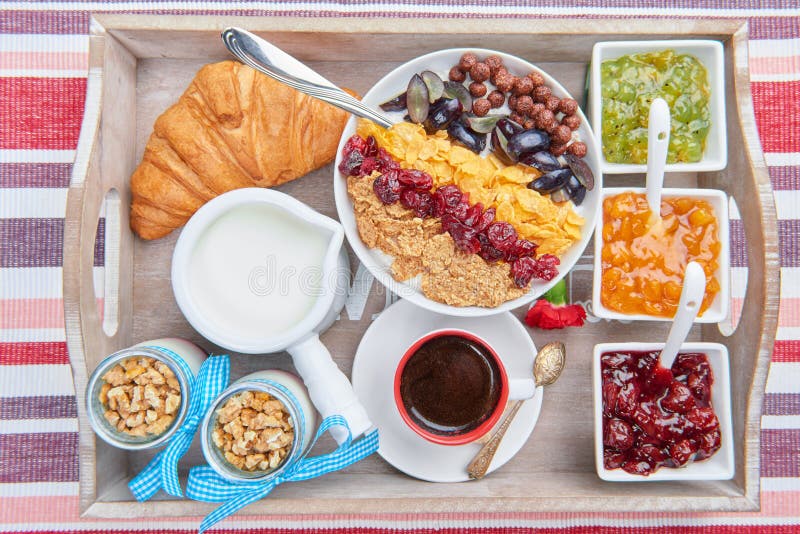 French breakfast stock photo. Image of cornflakes, granola - 83055388