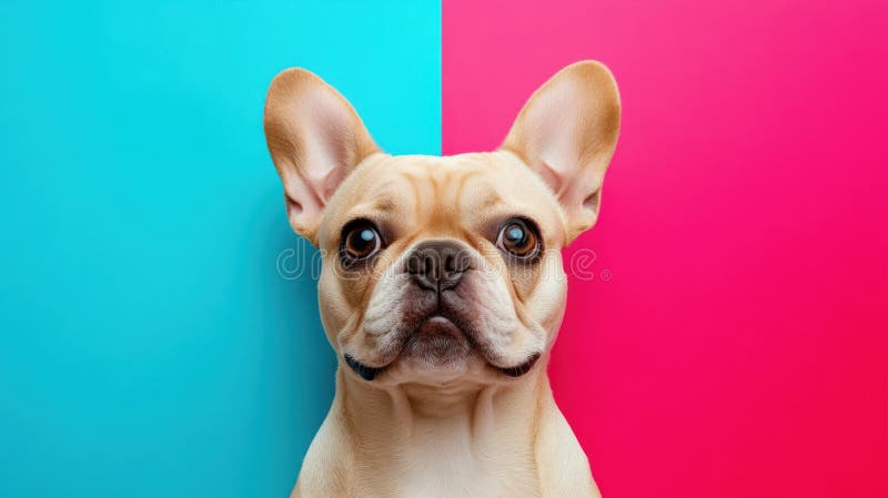 French Bulldog Curious Expression Against Pink Background Stock Photos ...