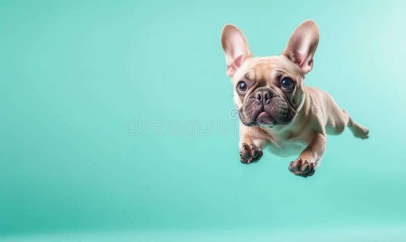 French Bulldog Leaping Mid Air Pastel Background Stock Photos - Free ...