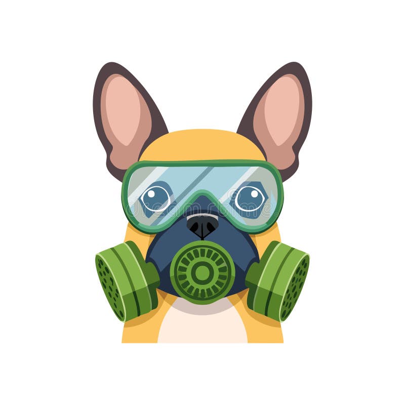 French Bulldog Wearing a Gas Mask Stock Vector - Illustration of ...