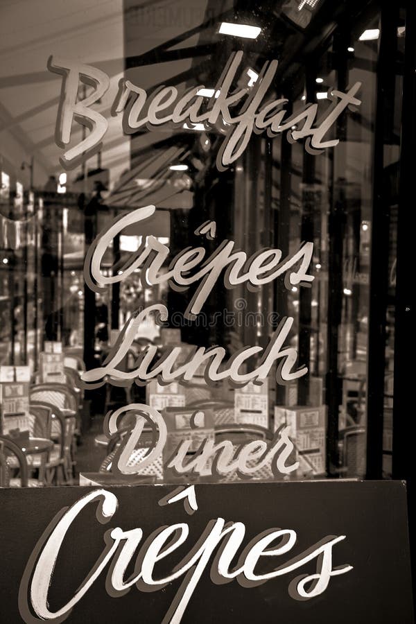 French Cafe Window with Writing Stock Image - Image of dining, cuisine ...