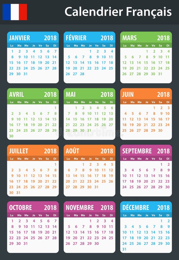 French Calendar for 2019. Scheduler, Agenda or Diary Template Stock ...