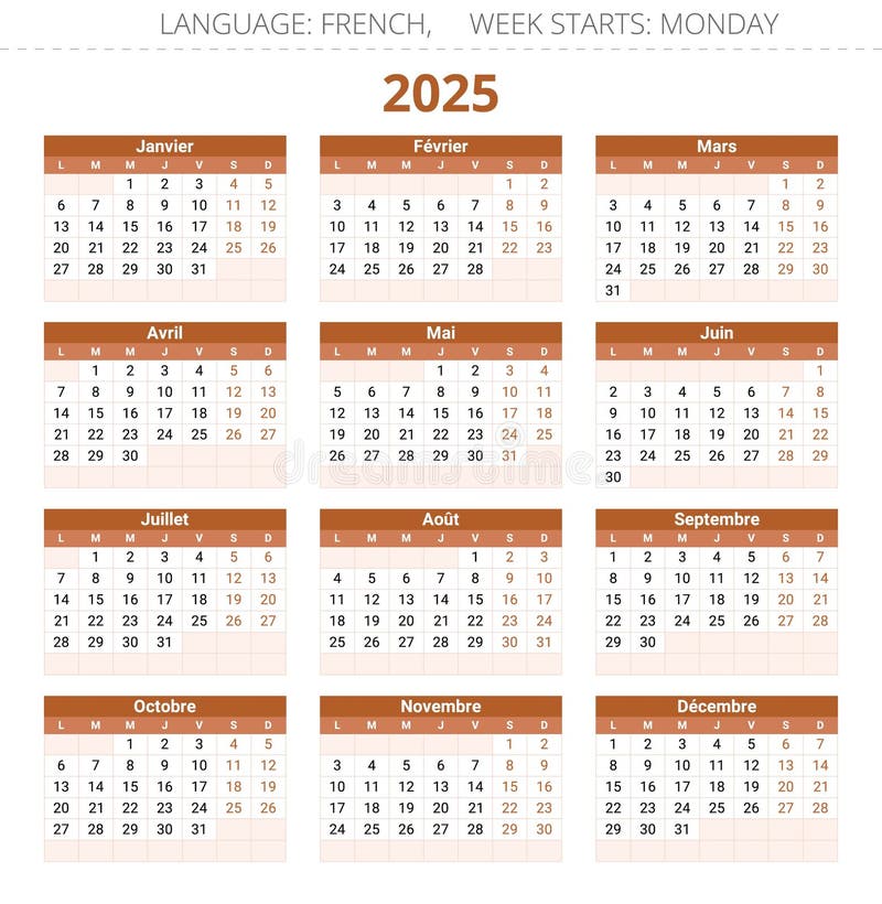 French Calendar 2019-2020-2021 Vector Stock Vector - Illustration of ...