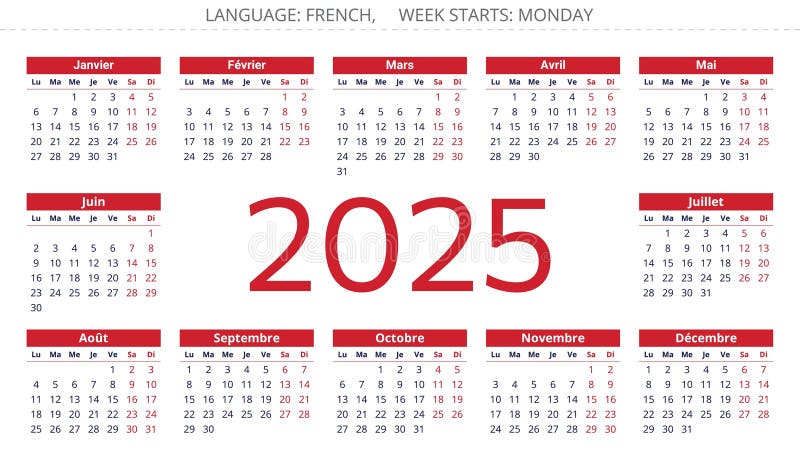 French Calendar 2019-2020-2021 Vector Stock Vector - Illustration of ...