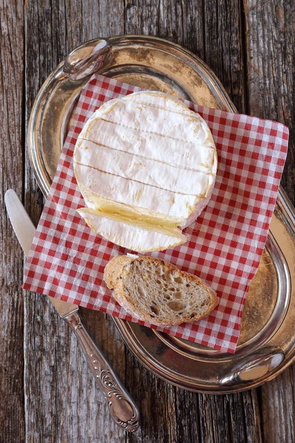 French Camembert on the White Plate Stock Photo - Image of cream ...