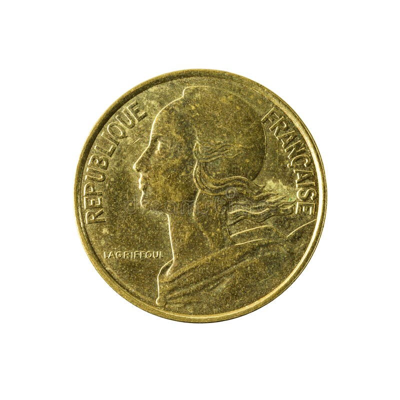 5 French Centimes Coin 1986 Isolated Stock Image - Image of french ...