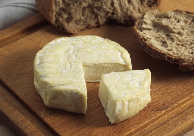 French Cheese Called Saint Marcelin with Bred, Cheese Made with Cow`s ...