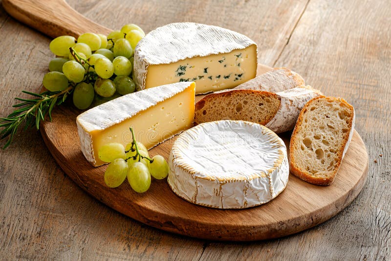 A French Cheese Platter with Brie, Camembert and Roquefort, Served with ...